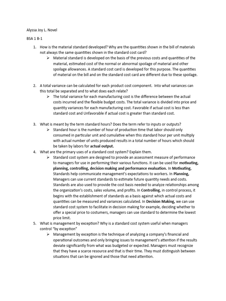 Understanding Standard Cost Systems | PDF | Variance | Cost