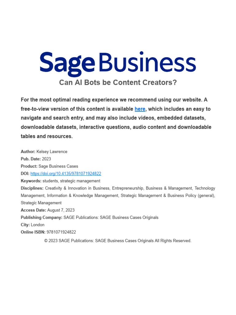 Express Case 1 Can-Ai-Bots-Be-Content-Creators | PDF | Buzz Feed ...