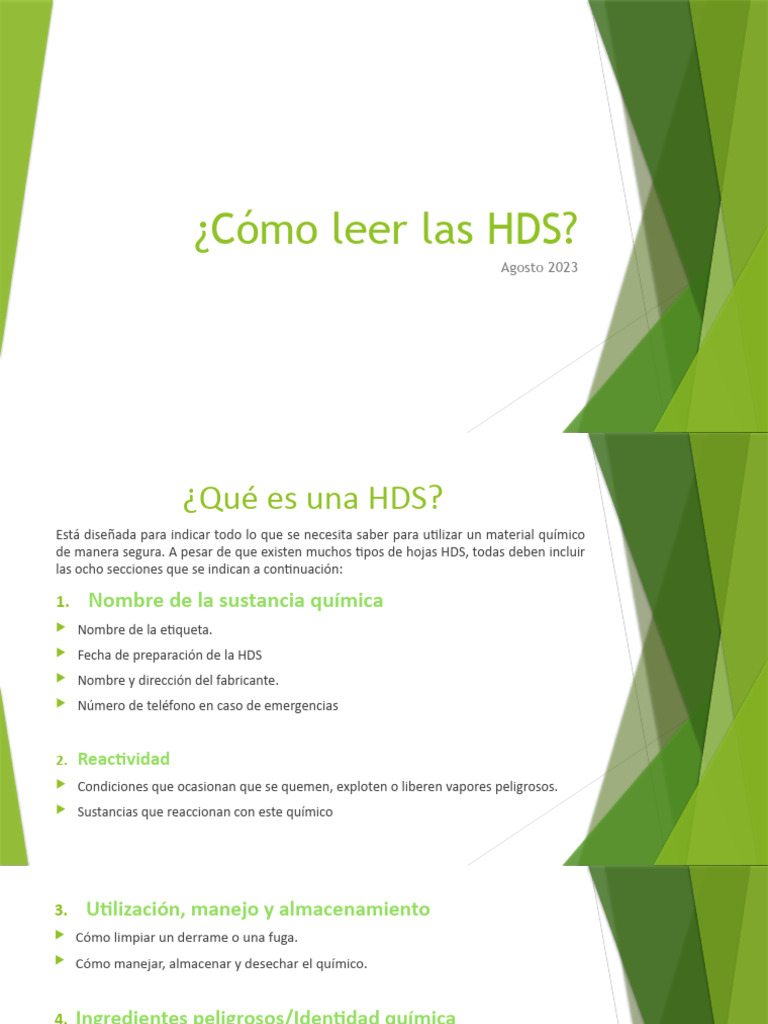 Secciones de la HDS y su significado | PDF