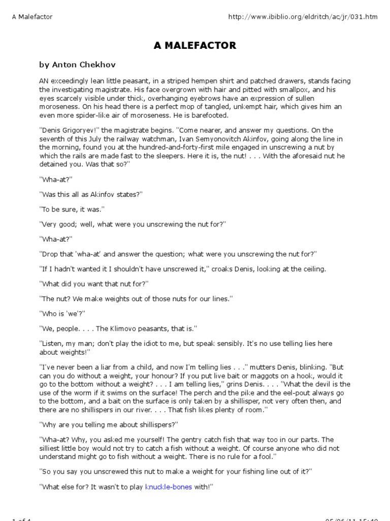 A Malefactor: by Anton Chekhov | PDF | Violence