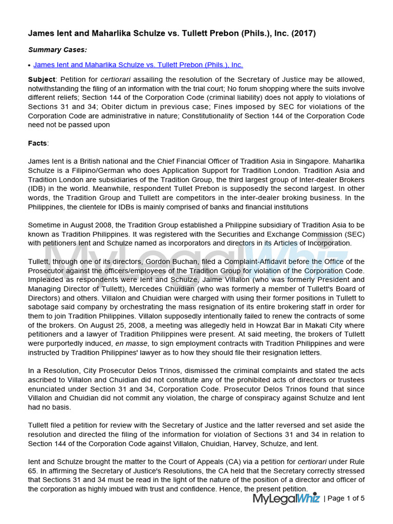 Ient vs. Tullett: Certiorari Case Summary | PDF | Statutory Interpretation | Judiciaries