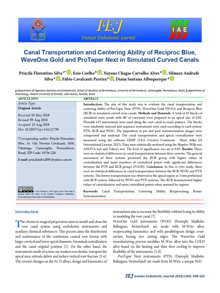 Canal Transportation in Endodontics Study | PDF | Statistics