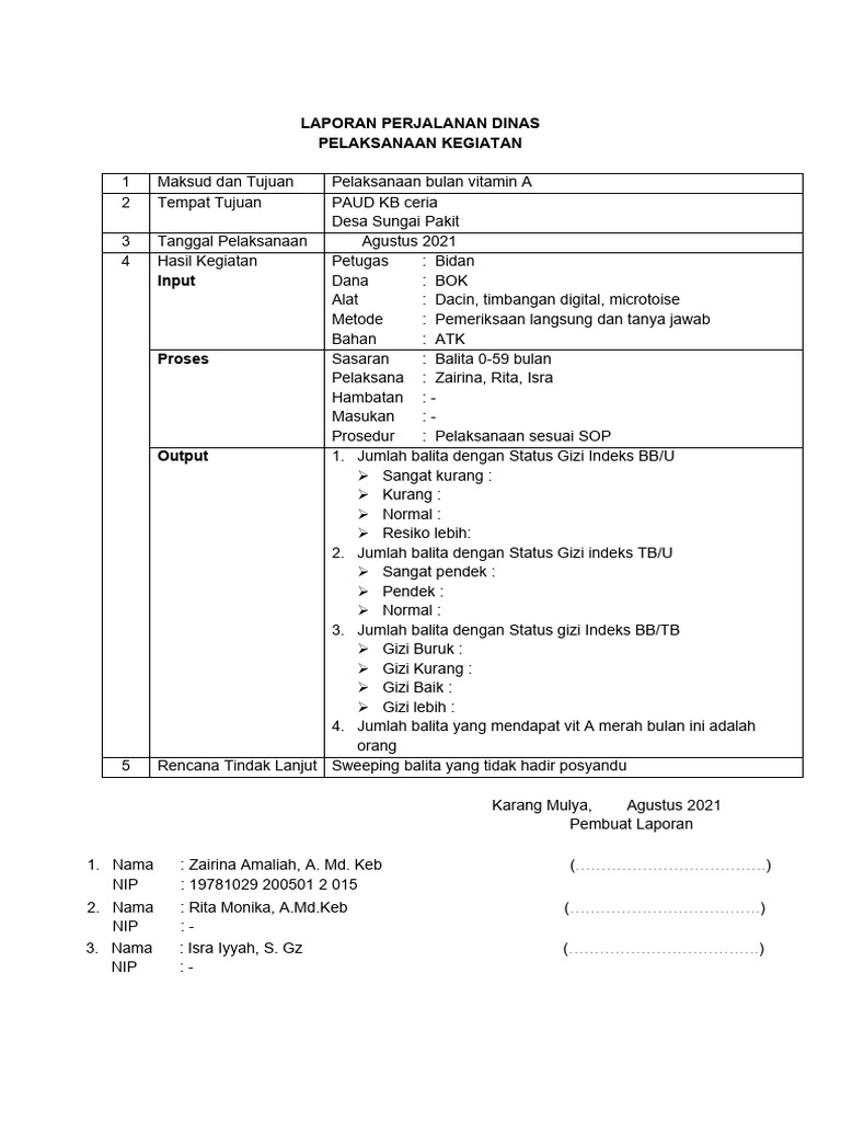 LPD Vit A TK Paud | PDF