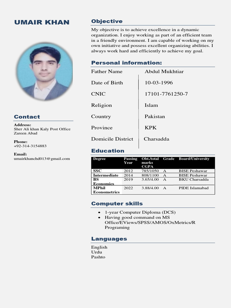 Umair Khan CV | PDF