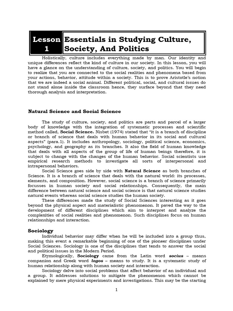 UCSP Module 1 | PDF | Social Sciences | Sociology