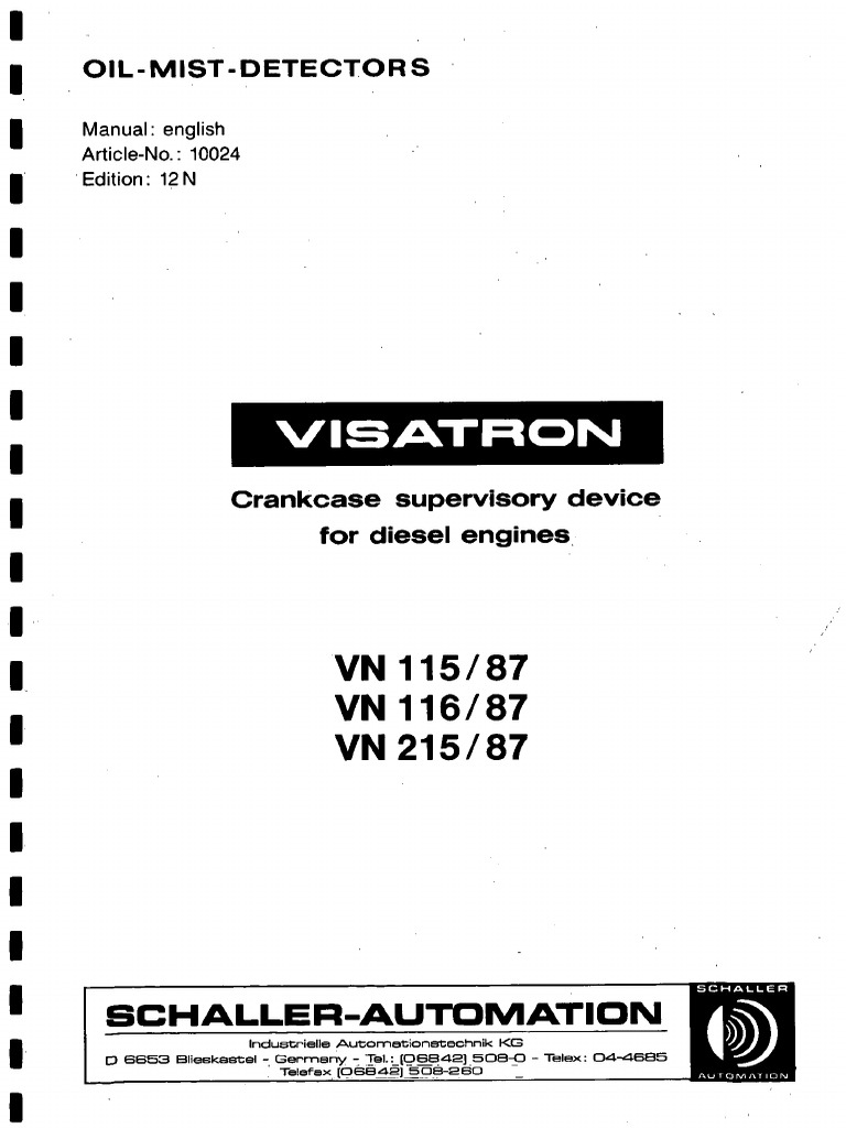 Vistatron VN Series Oil Mist Detectors Manual | PDF | Light Emitting ...