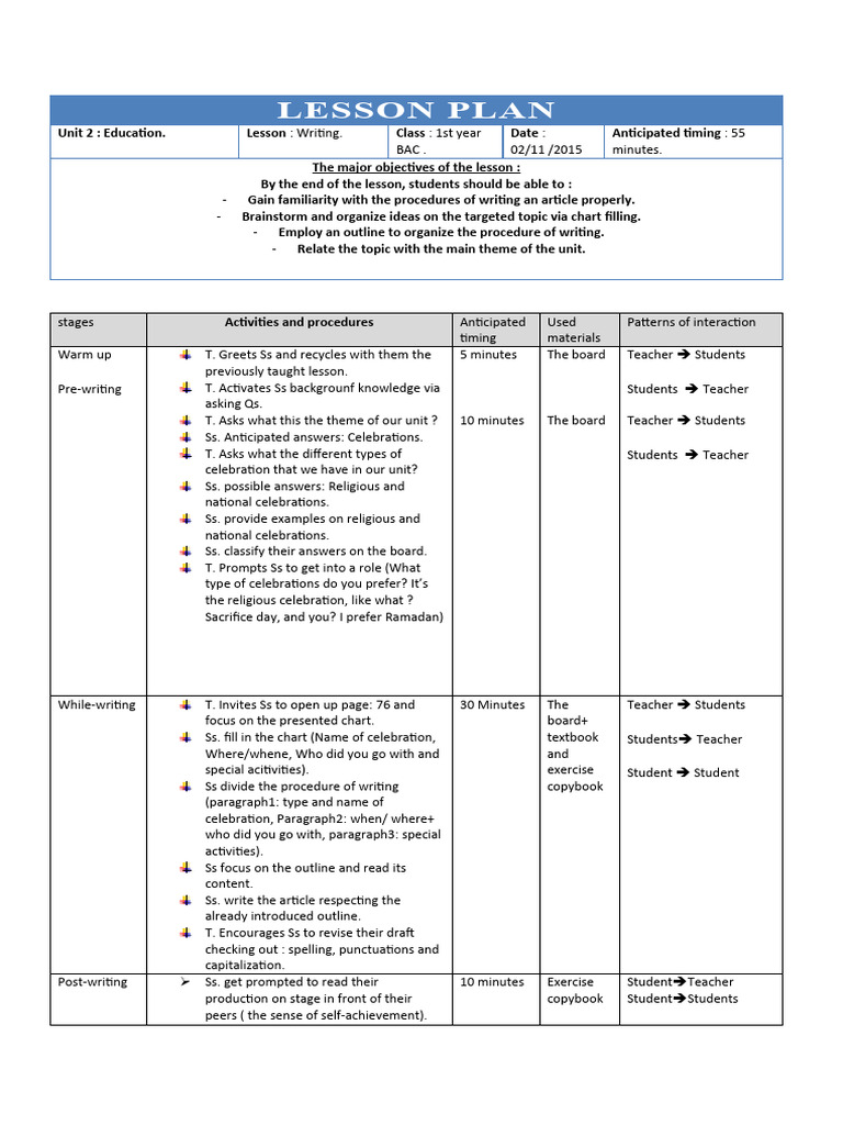 Gateway 1 Bac LP Unit 5 Writing (Writing An Article) 1st Year BAC ...
