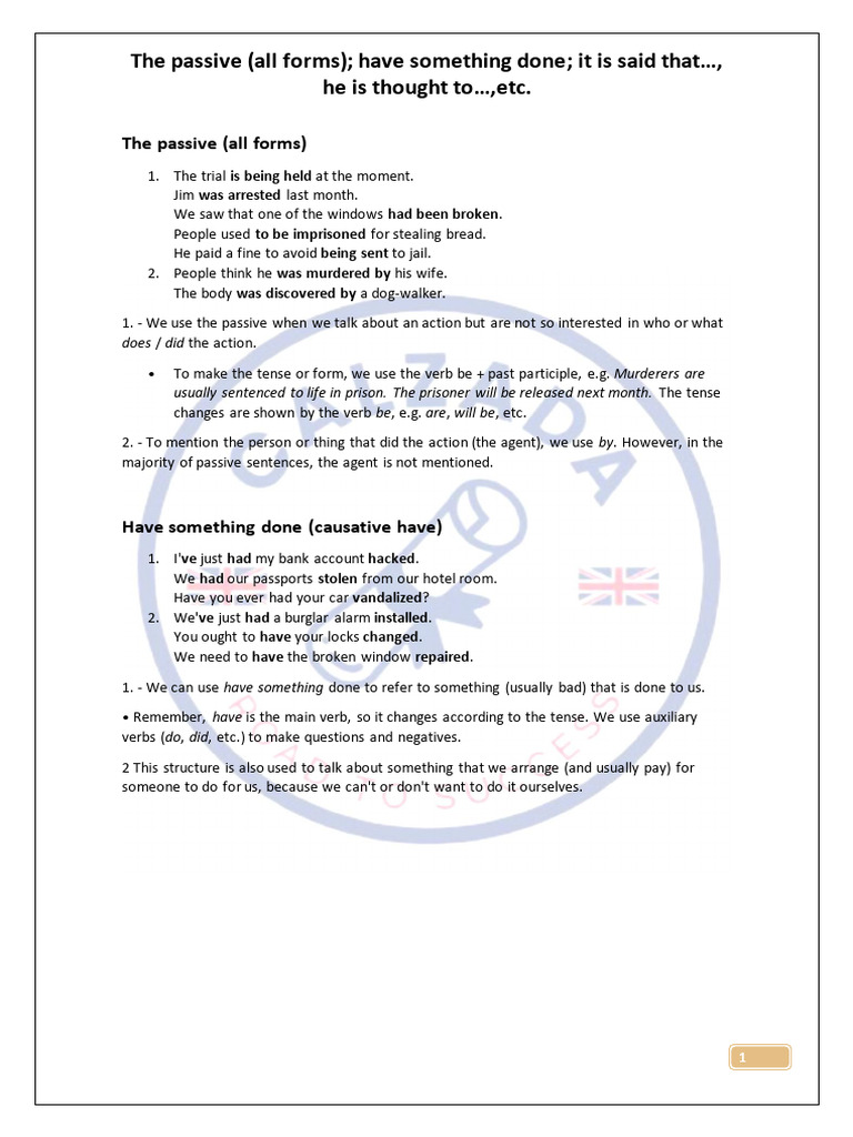 The Passive (All Forms) | PDF | Verb | Grammatical Tense