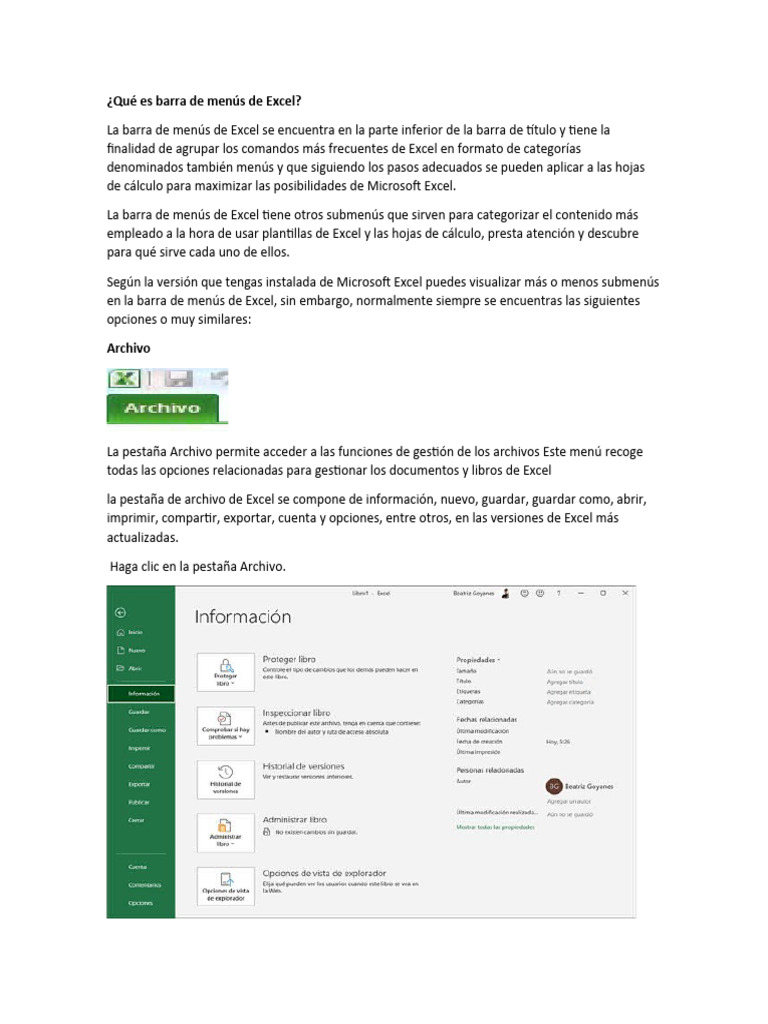 Menus de Excel | PDF | Microsoft Excel | Hoja de cálculo