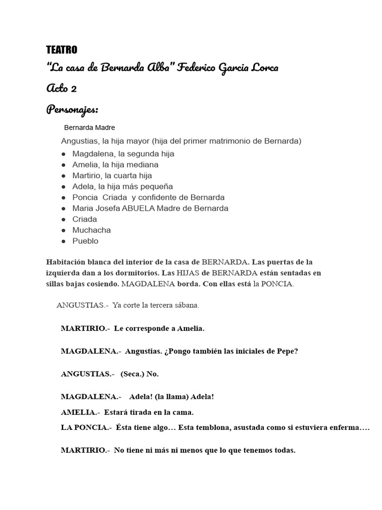 Mo A Bernarda Alba ACTO 2 | PDF