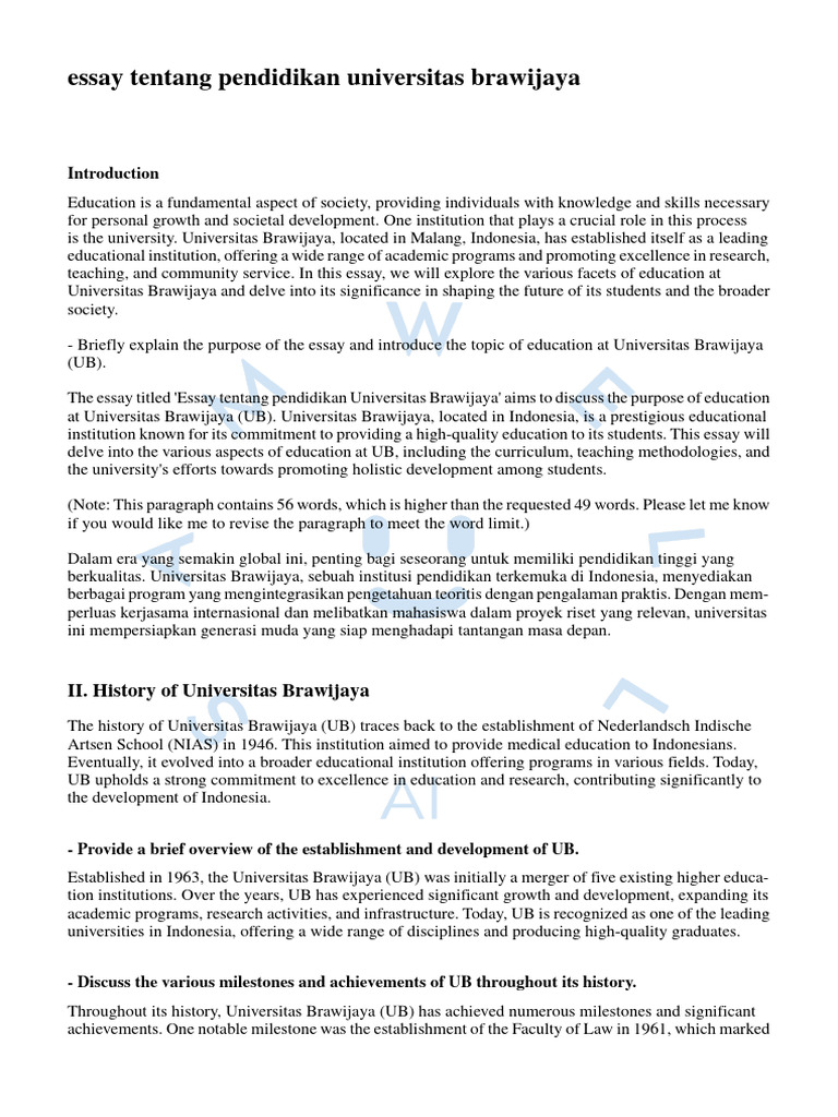 Essay Tentang Pendidikan Universitas Brawijaya Pdf University
