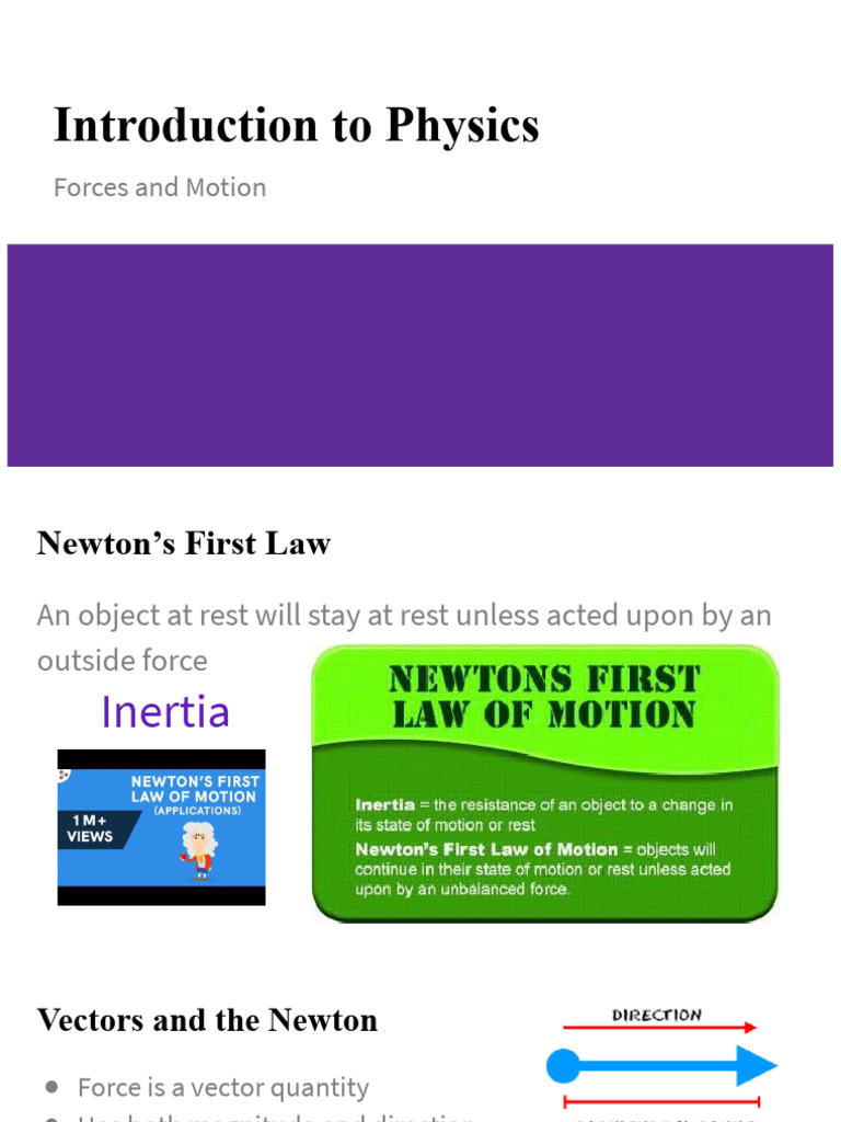 Introduction To Physics | PDF | Force | Newton's Laws Of Motion