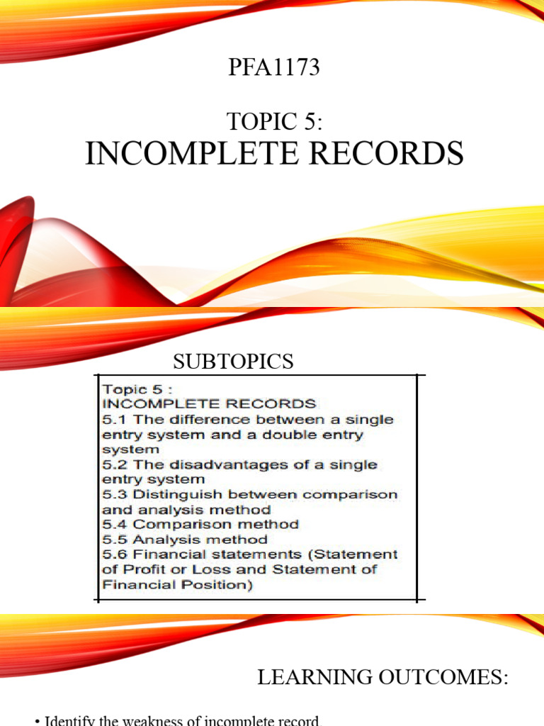 Topic 5 Incomplete Record | PDF | Debits And Credits | Accounting