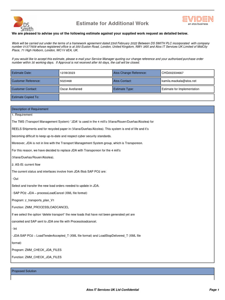 CHG002334667 - Adapting JDA Interfaces To Transporeon - Implementation ...