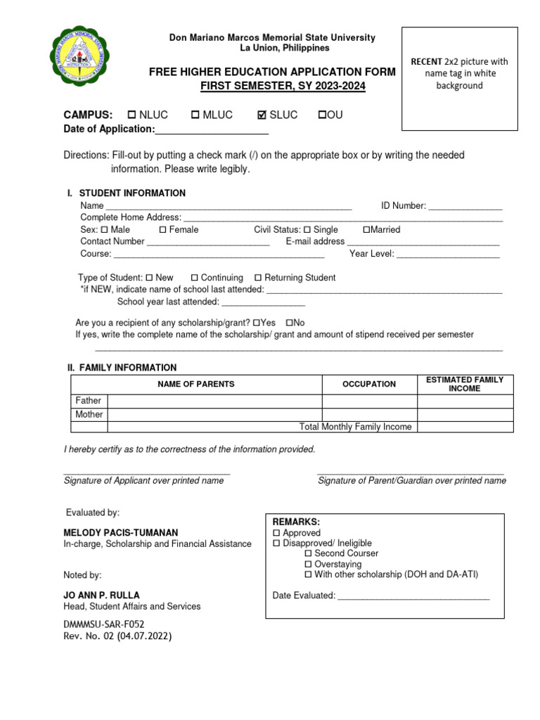 Nluc Mluc Sluc OU: Free Higher Education Application Form FIRST ...