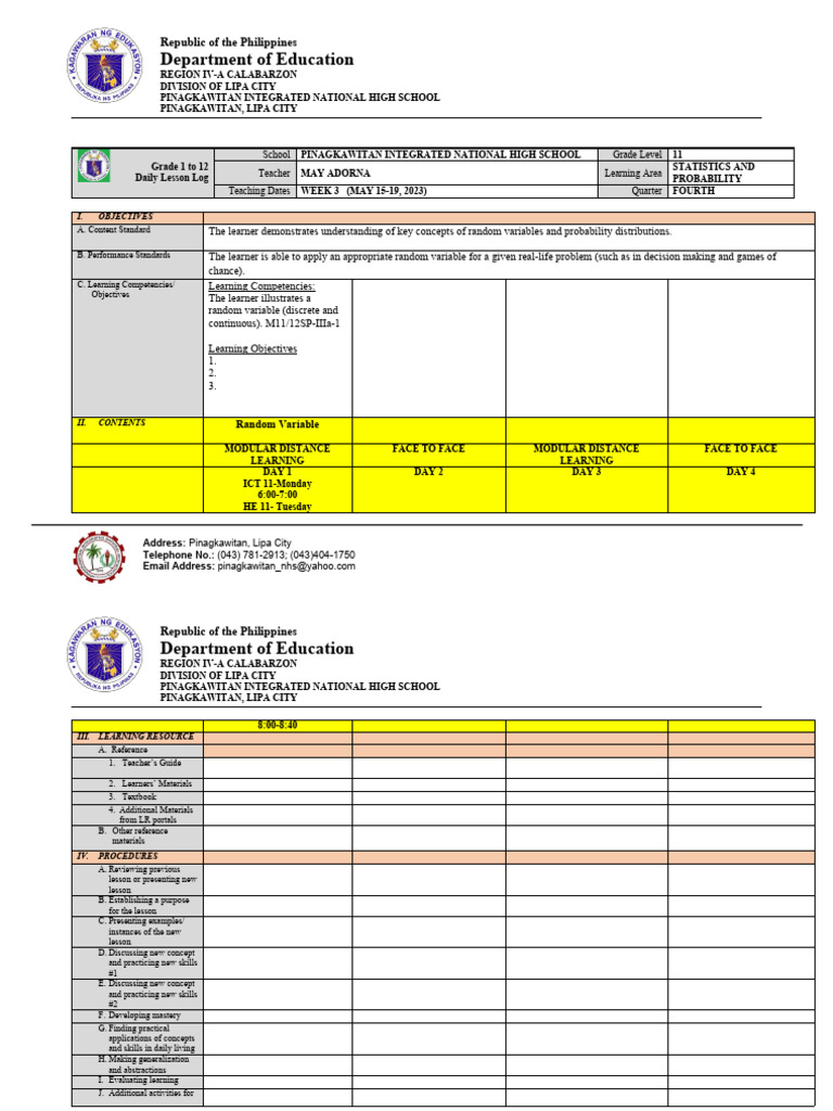 Wlp Sample Shs Pdf Learning Teachers