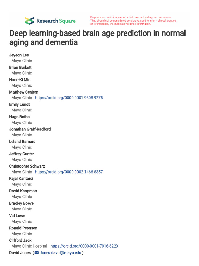 Deep Learning Based Brain Age Prediction In Normal Pdf Cerebral Cortex Dementia
