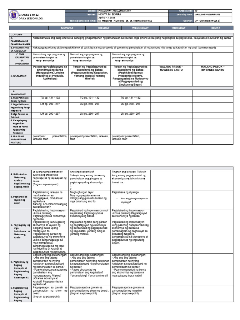 Q3 DLL Week8 Ap4 | PDF
