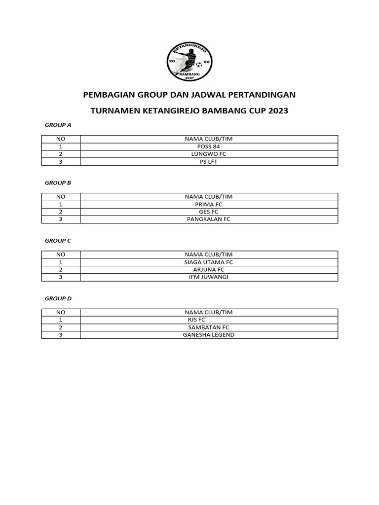 Jadwal Turnamen | PDF