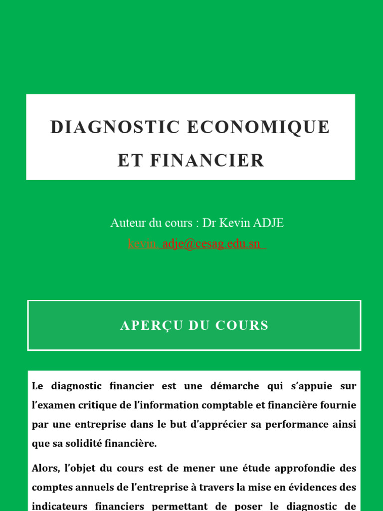 Cours Diagnostic Financier M1 VF 110523 | PDF | Revenu brut | Bilan comptable