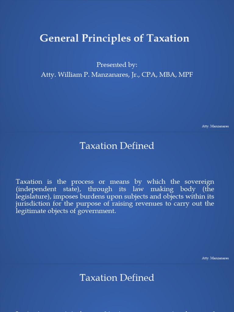 General Principles of Taxation - 2023 | PDF | Taxes | Taxation In The ...