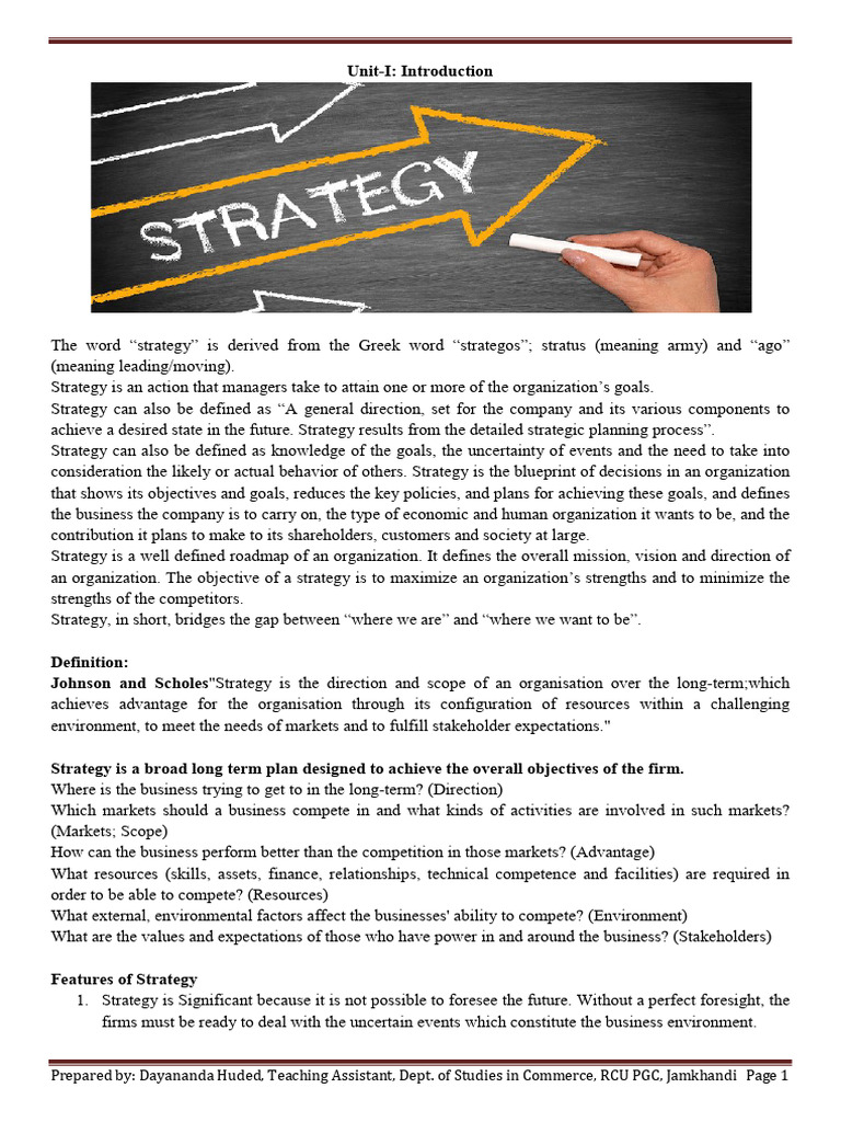 Unit 1 PDF | PDF | Strategic Management | Goal