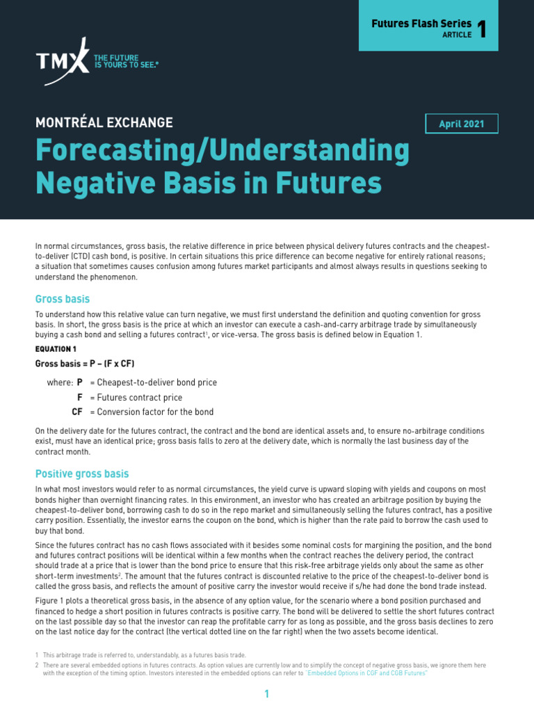 Understanding Negative Basis in Futures | PDF | Futures Contract ...