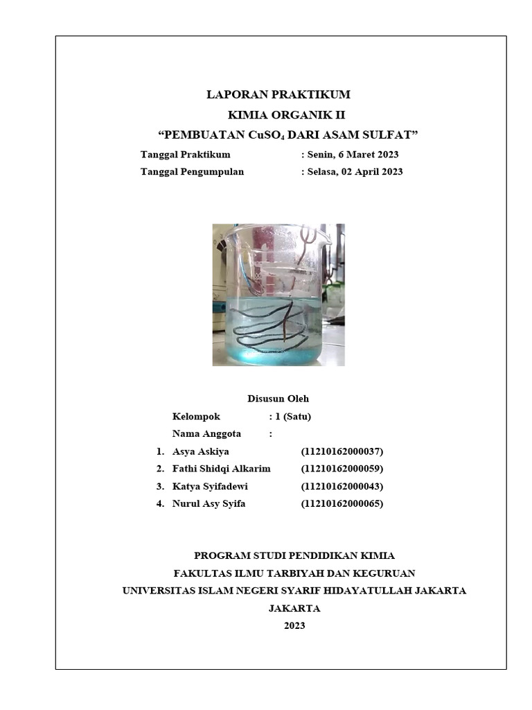4B - Kelompok 1 - Laporan Praktikum CuSO4 Dari H2SO4 | PDF