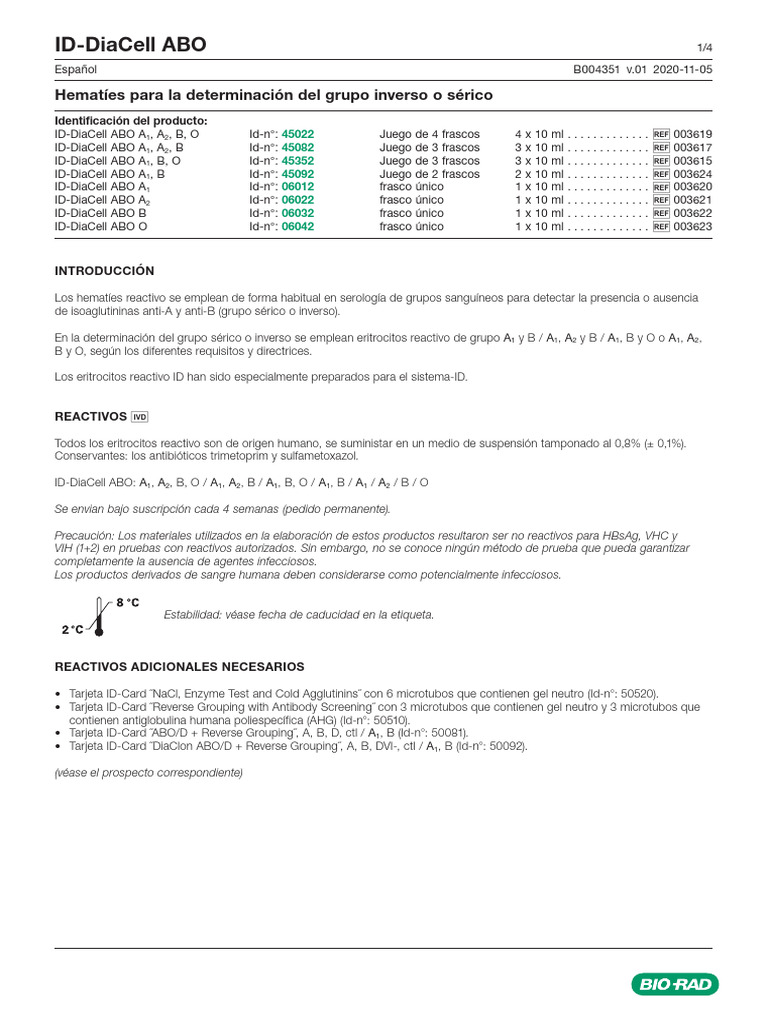 Reactivos Hemáticos para Serología | PDF | Especialidades Medicas ...