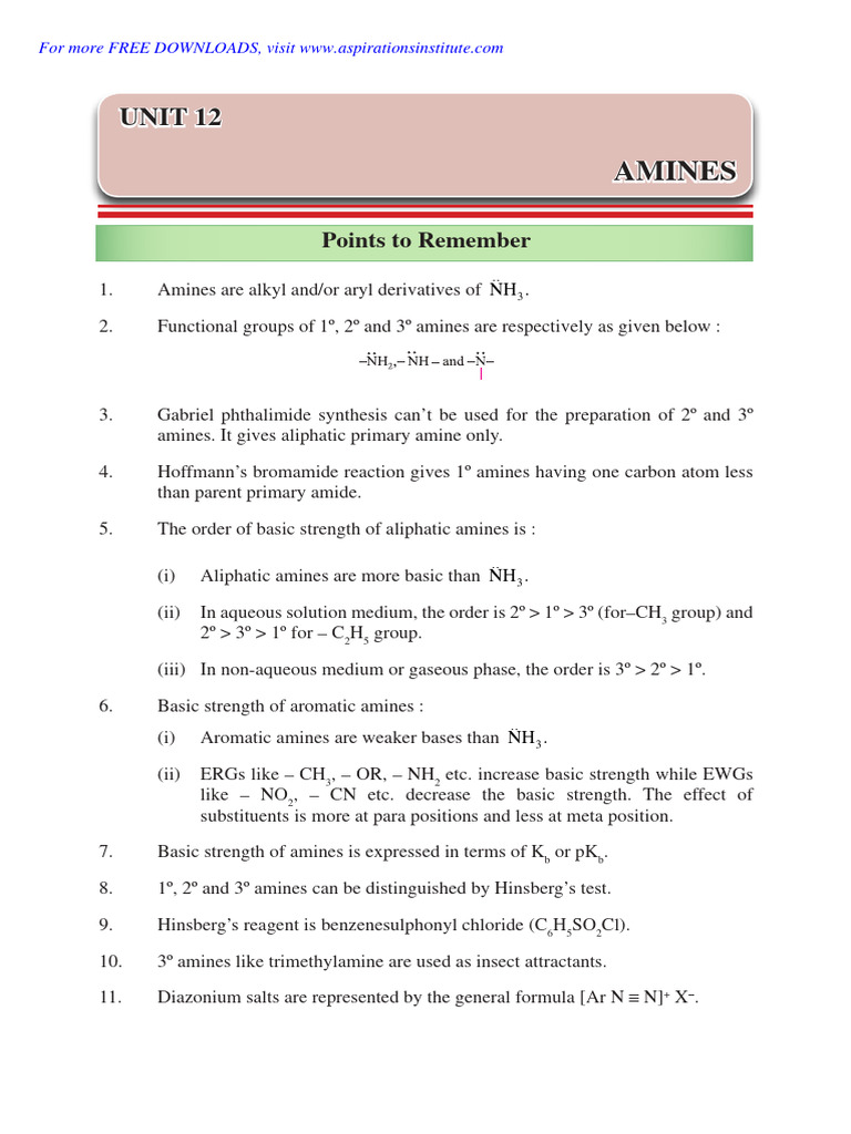 Comprehensive Guide to Amines Chemistry | PDF | Amine | Chemical Reactions