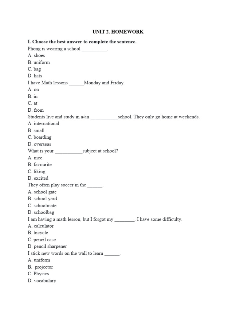UNIT 2 Homework Lesson 2 6B | PDF | Language Arts & Discipline