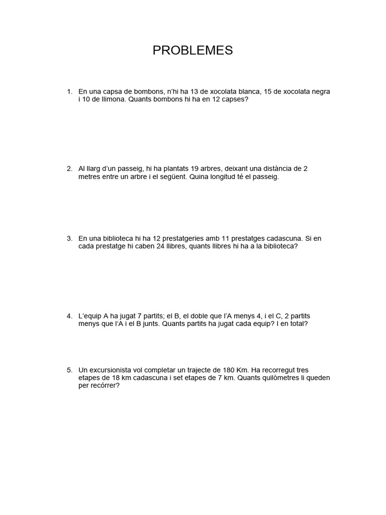 PROBLEMES 5è 1 | PDF