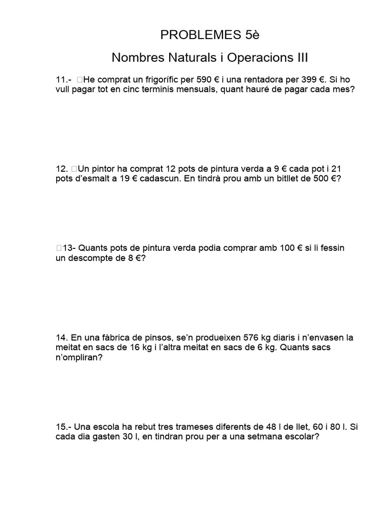 PROBLEMES 5è 3 | PDF