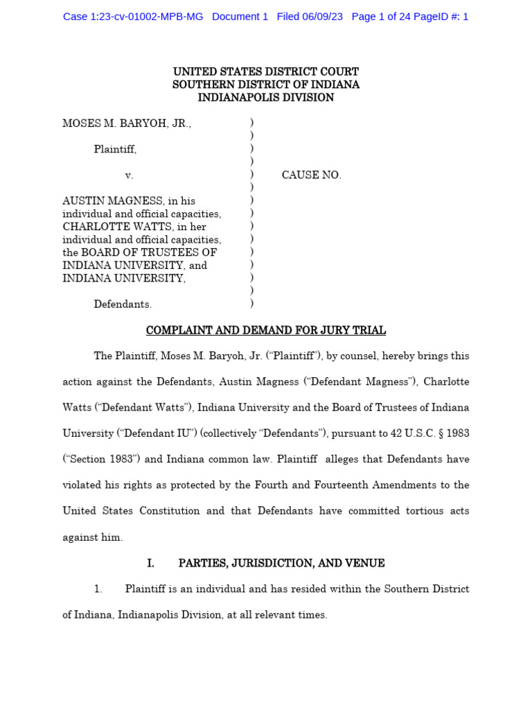 Complaint and Demand For Jury Trial | PDF | Fourth Amendment To The ...