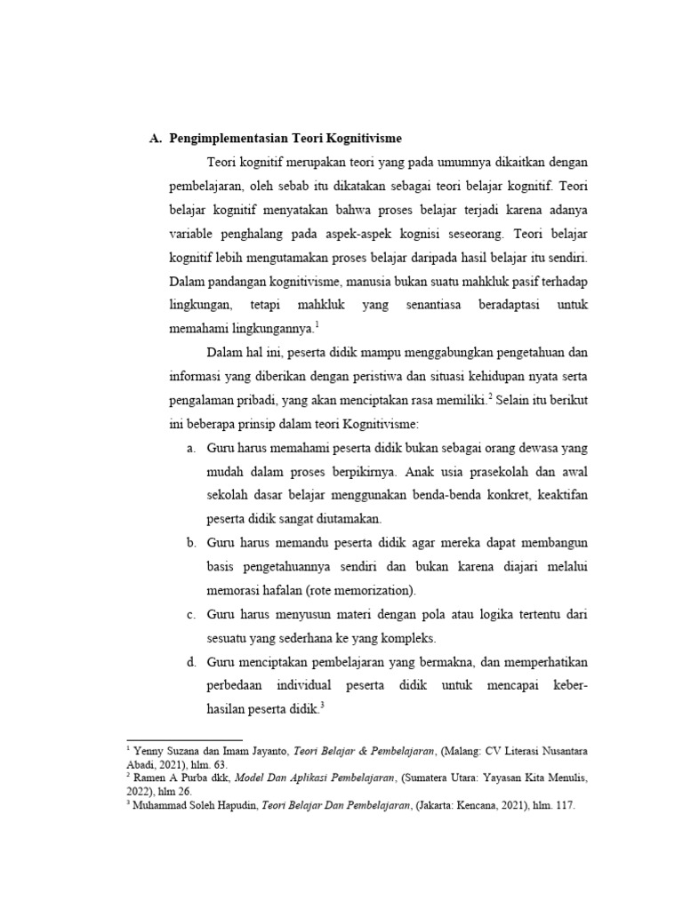 Teori Kognitivisme Dan Kelebihan Teori Konstruktivisme | PDF Teori Kognitivisme Dan Kelebihan Teori Konstruktivisme | PDF