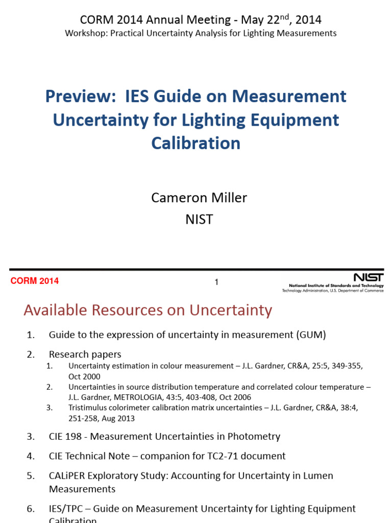 Preview IES Guide On Measurement Uncertainty For Lighting Equipment ...