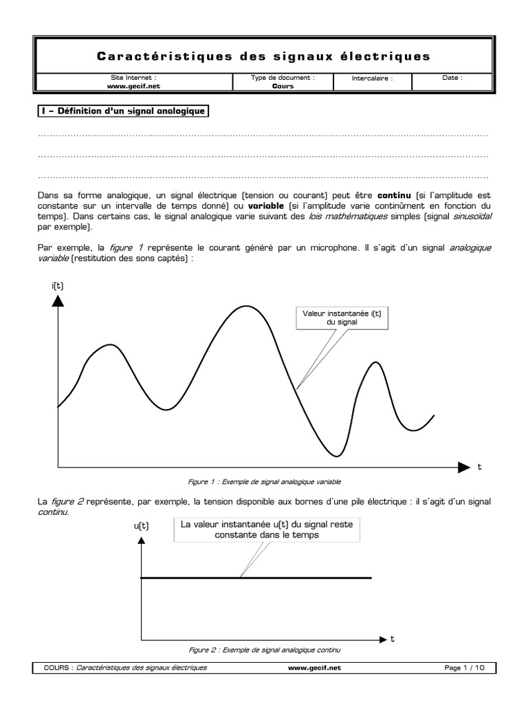 Les Signaux Analogiques | PDF | Courant alternatif | Tension électrique