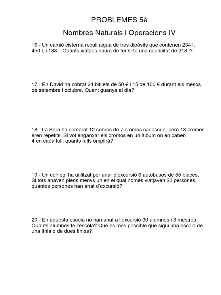 PROBLEMES 5è 4 | PDF