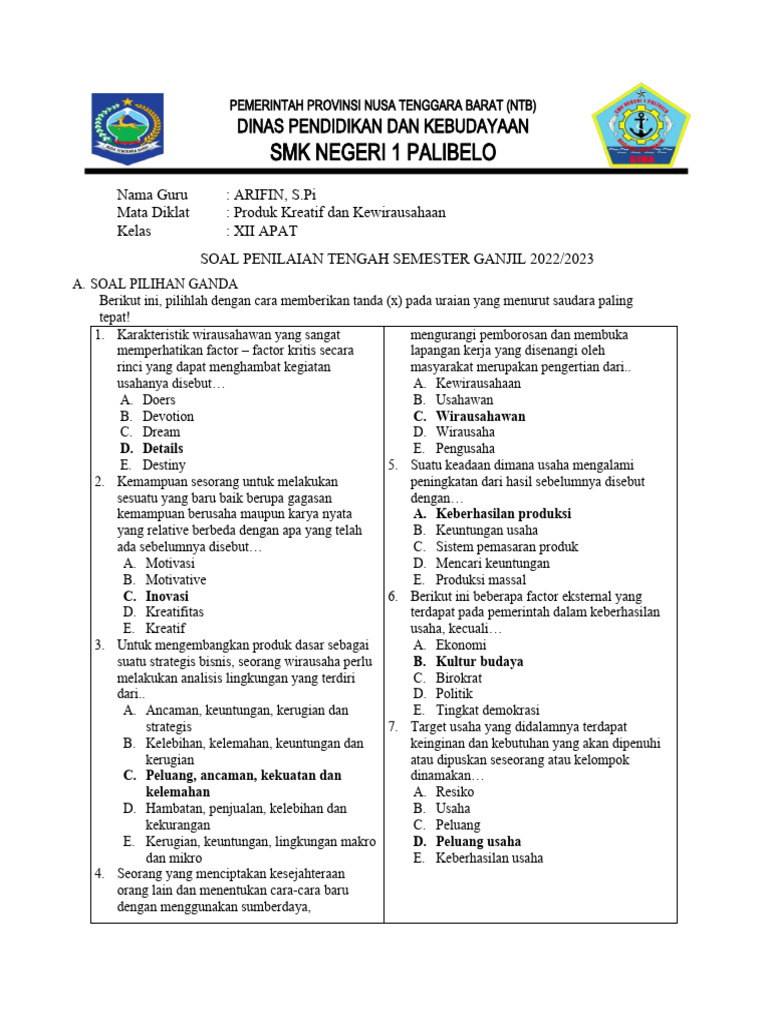 Soal Pas Kelas Xii Apat KWN | PDF