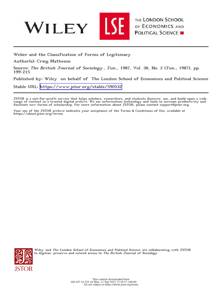 Matheson WeberClassificationForms 1987 | PDF | Legitimacy (Political ...