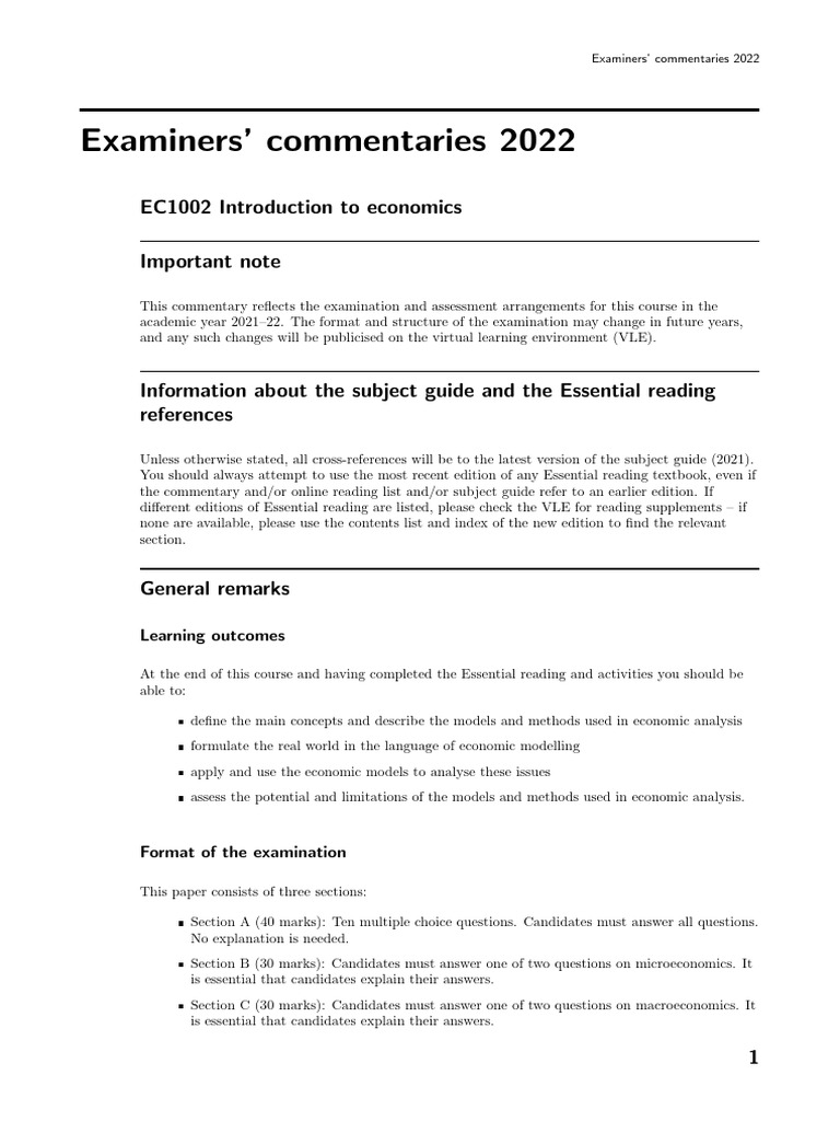 EC1002 Commentary 2022 | PDF | Taxes | Profit (Economics)
