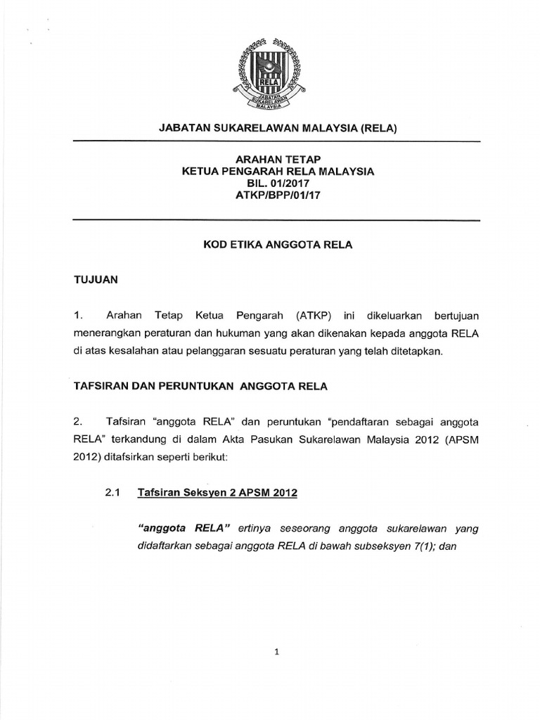 Atkp Kod Etika Anggota Rela | PDF