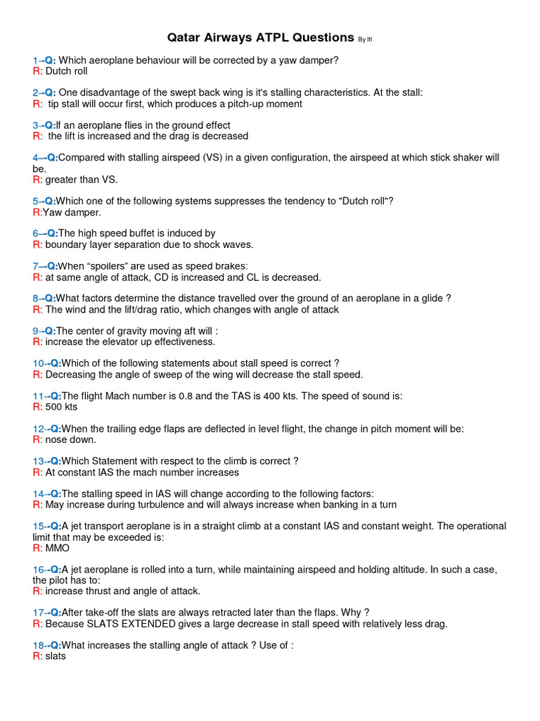 Enviando Qatar Airways ATPL Questions-2-Copy1 | PDF | Instrument Flight Rules | Airspeed