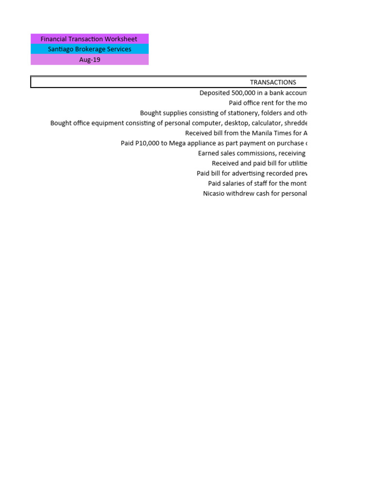 Financial Worksheet | PDF | Cash | Equity (Finance)