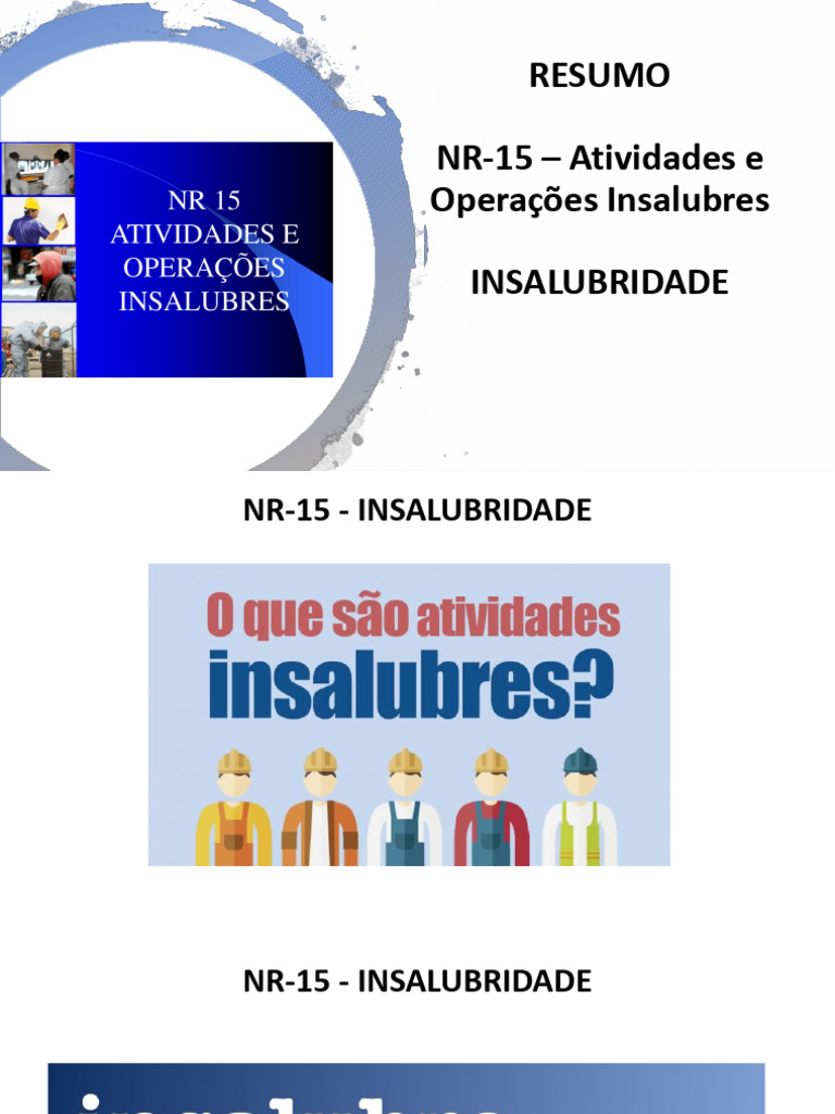 Resumo da NR-15 sobre Insalubridade | PDF