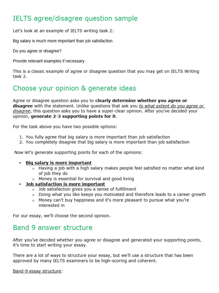 IELTS Writing Task 2 Agree or Disagree Essay | PDF | Reason | Salary