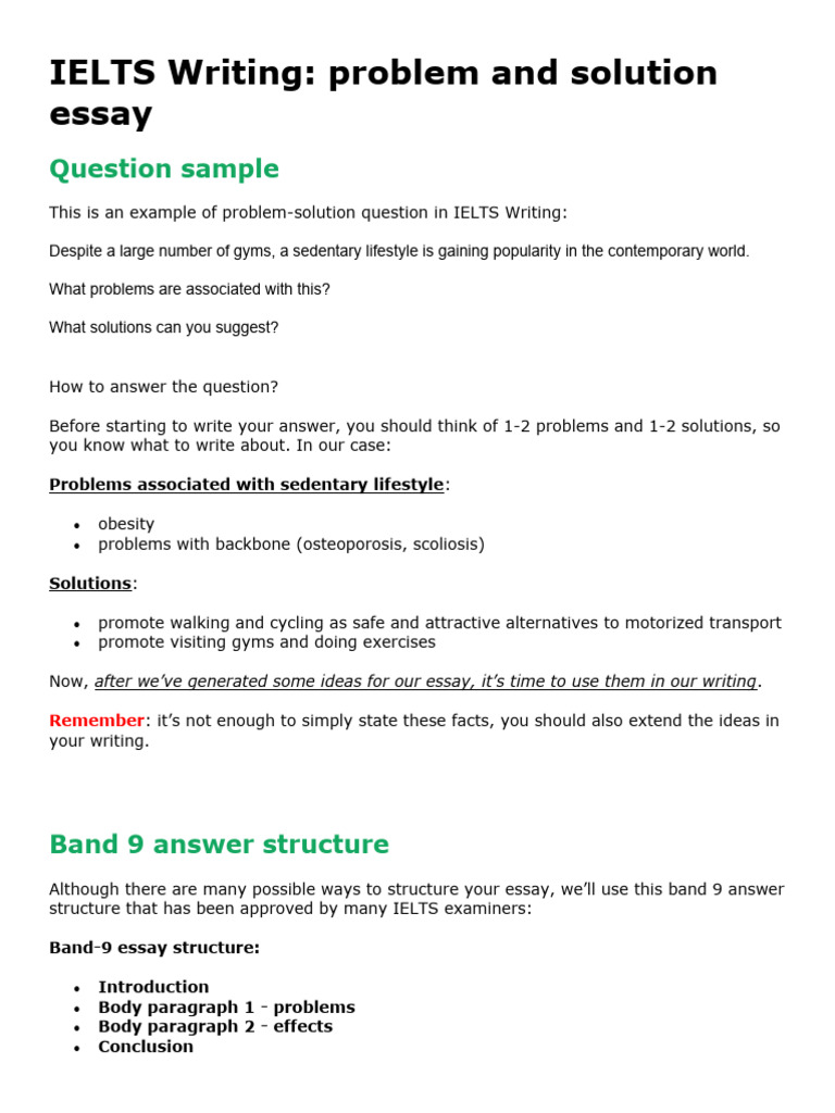 IELTS Writing Task 2 Problem and Solution Essay | PDF | Obesity ...