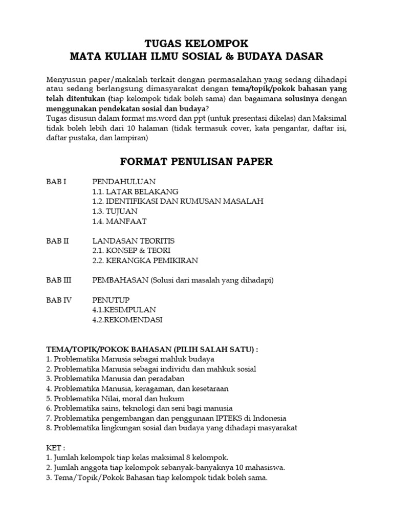 Tugas Kelompok & Format Penulisan Paper | PDF