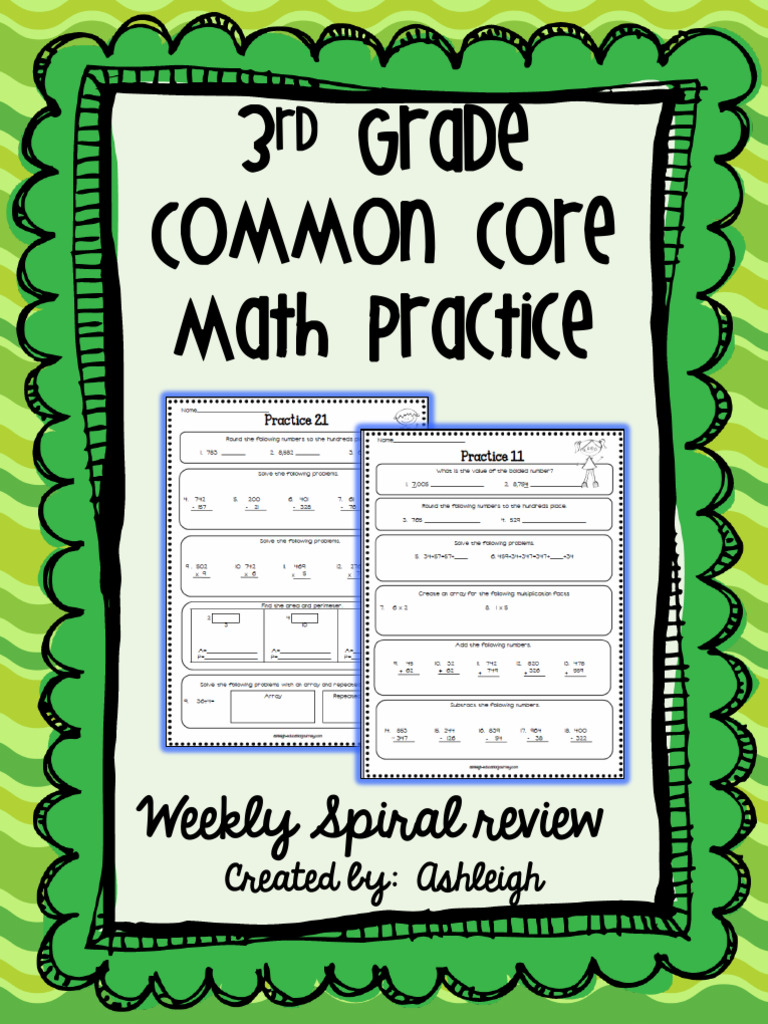 3 Grade Common Core Math Practice: Weekly Spiral Review | PDF | Numbers ...