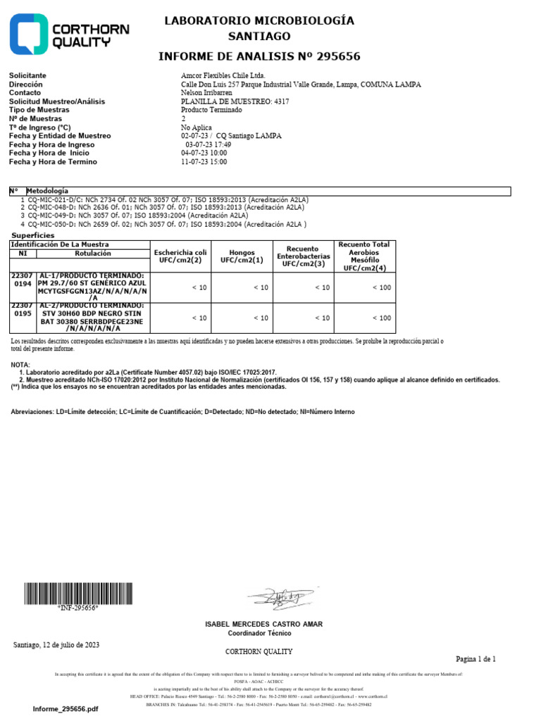 Amcor Flexibles Chile Ltda.-INF-295656 | PDF